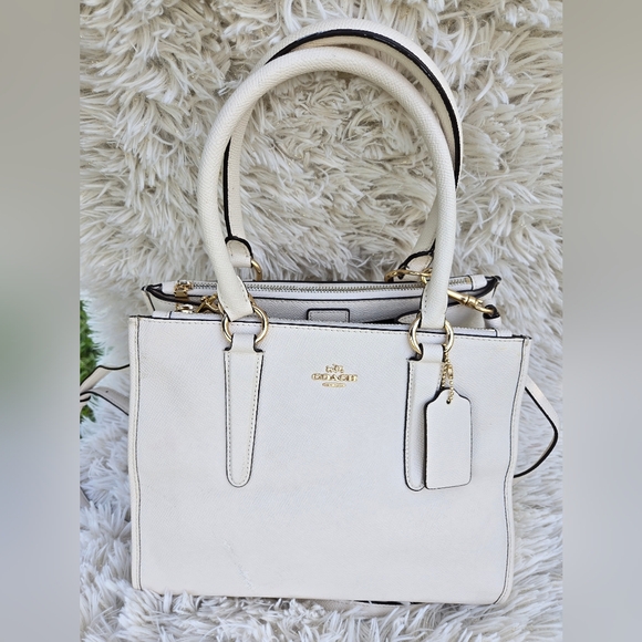 Coach | Bags | Coach White Leather Tote Bag | Poshmark